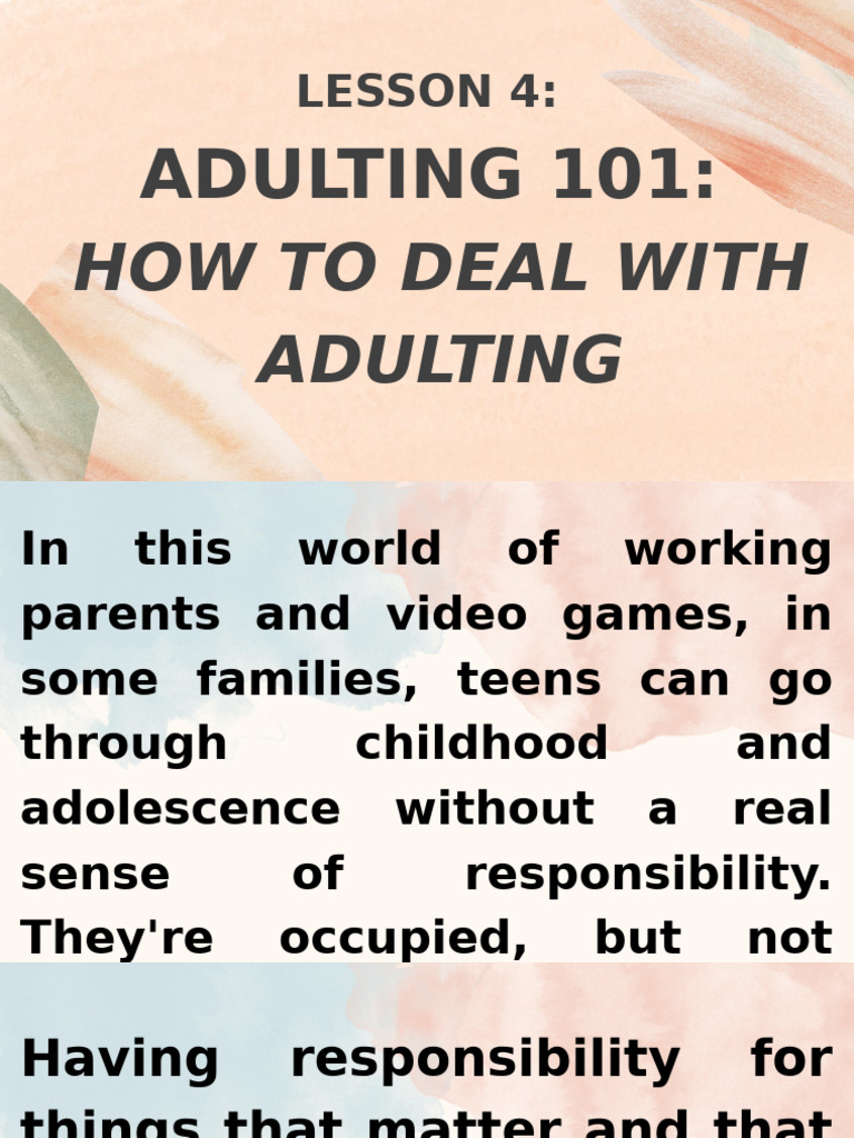 Navigating Adulting Responsibilities | PDF | Adolescence | Adults