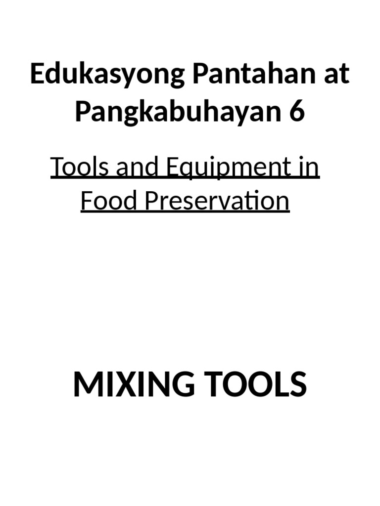EPP6 - Tools in Food Preservation | PDF