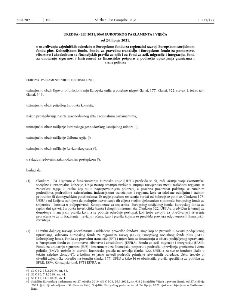 Uredba Eu 2021 - 1060 | PDF