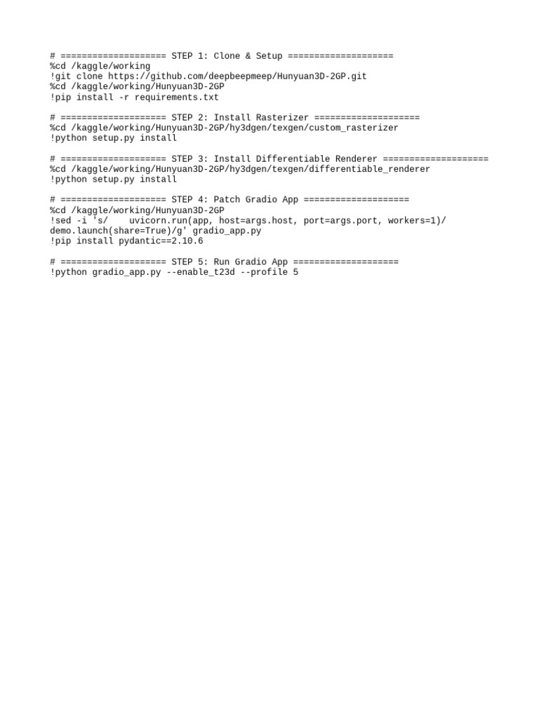 Hunyuan3D-2GP Setup Guide | PDF
