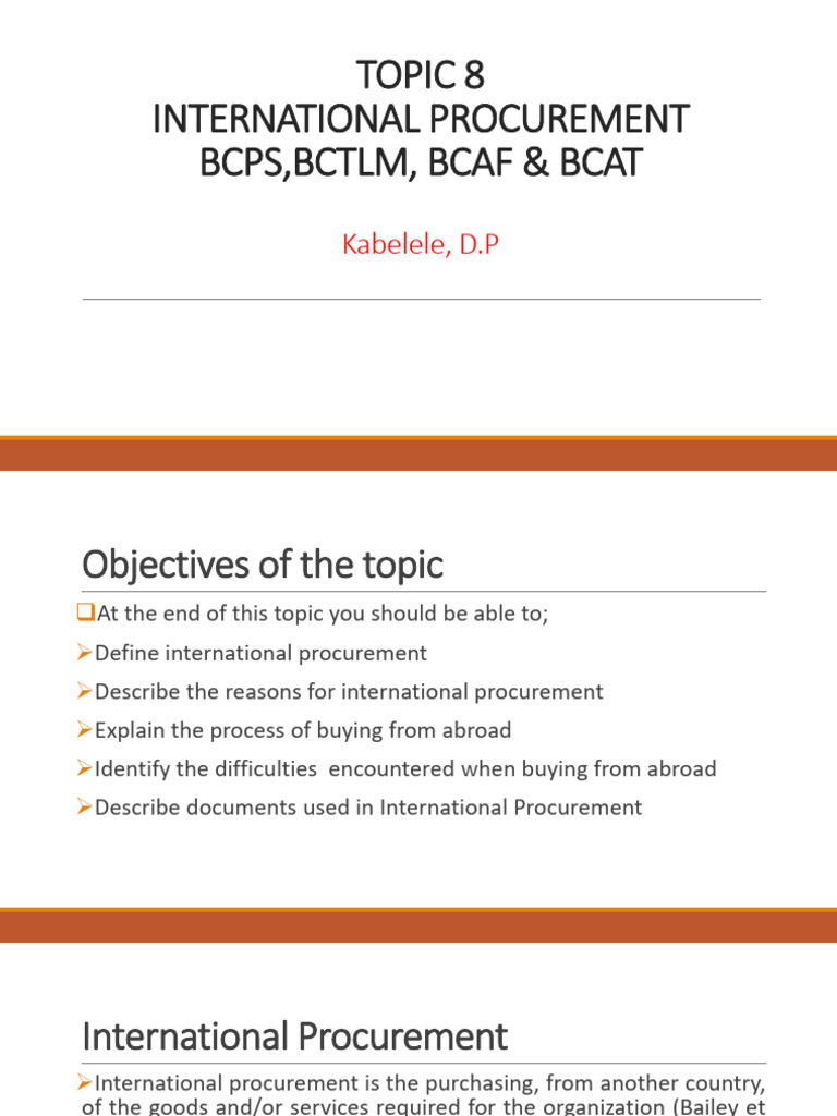 TOPIC 8 International Procurement | PDF | Bill Of Lading | Economies