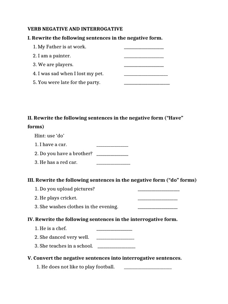 Verb Negative and Interrogative | PDF | Linguistic Typology | Grammar
