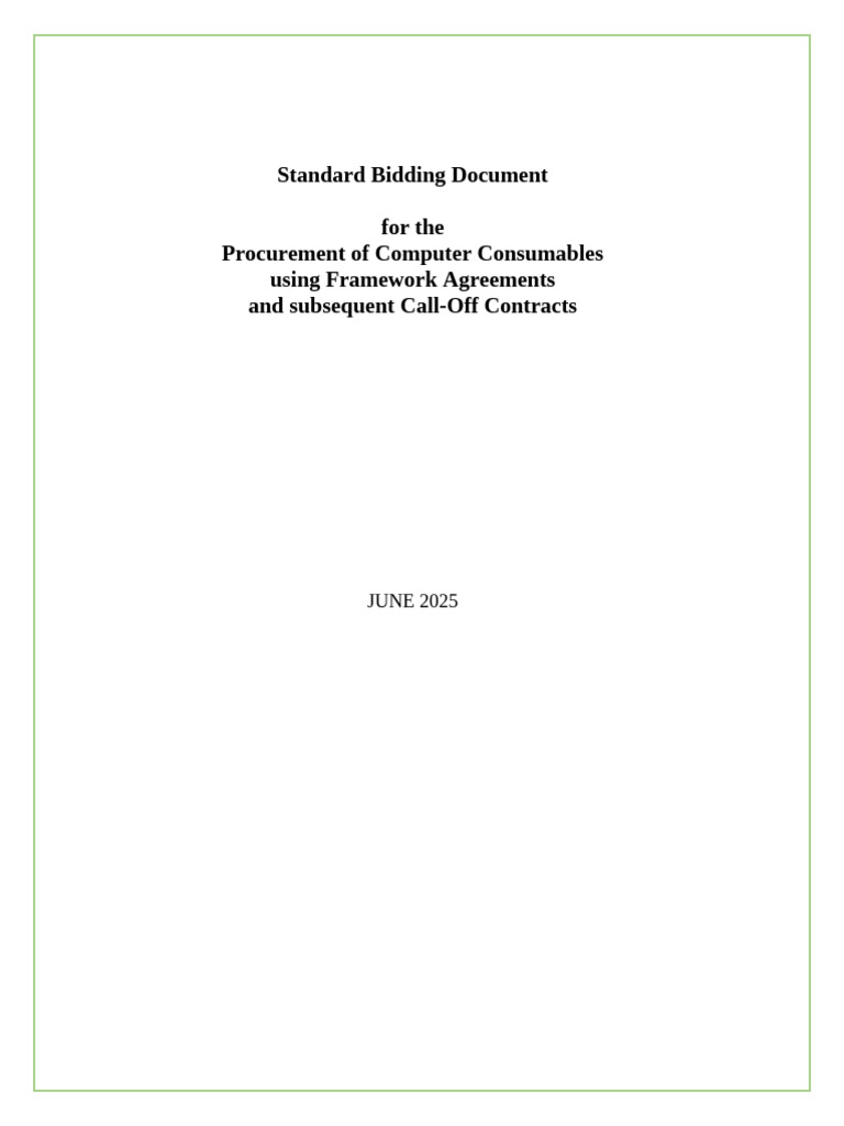 Framework Agreement Acquisition Computer Consumables 2025 | PDF | Joint ...
