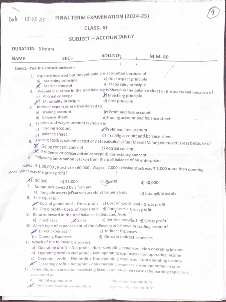 Accountancy Annual Examination Class 11th | PDF