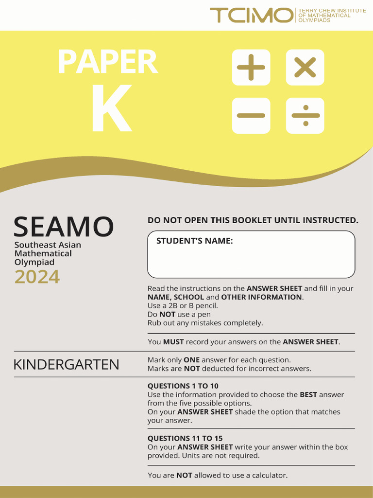 SEAMO 2024 Paper K Questions & Answers | PDF