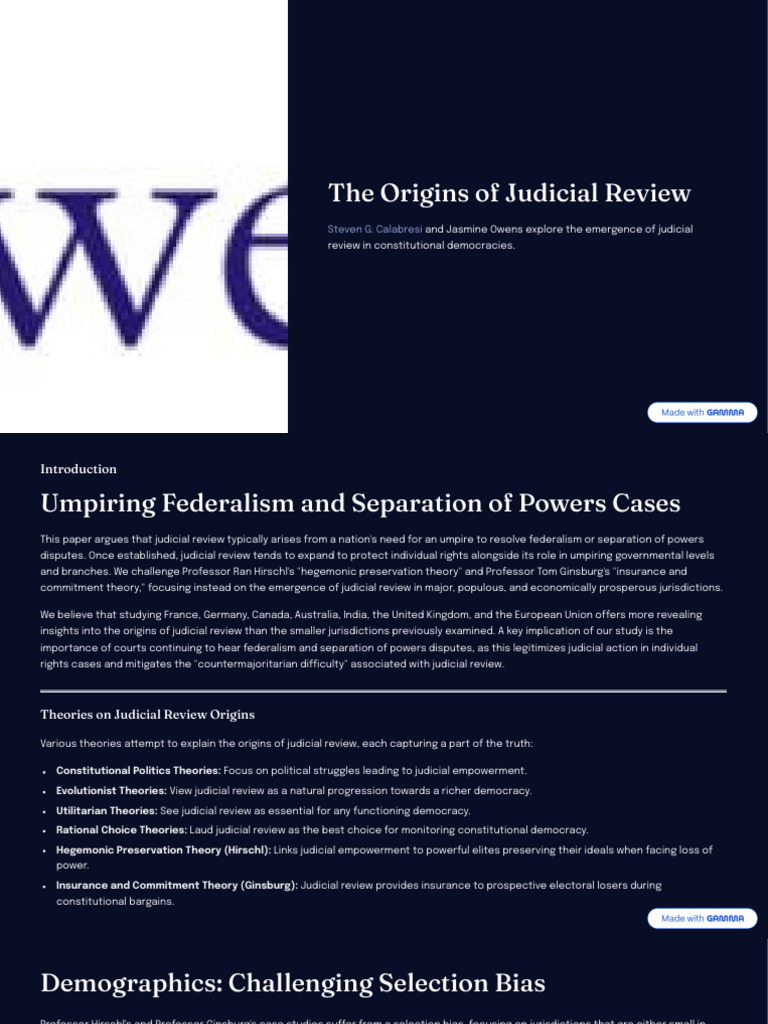 The Origins of Judicial Review | PDF | Judicial Review | Supreme Court ...