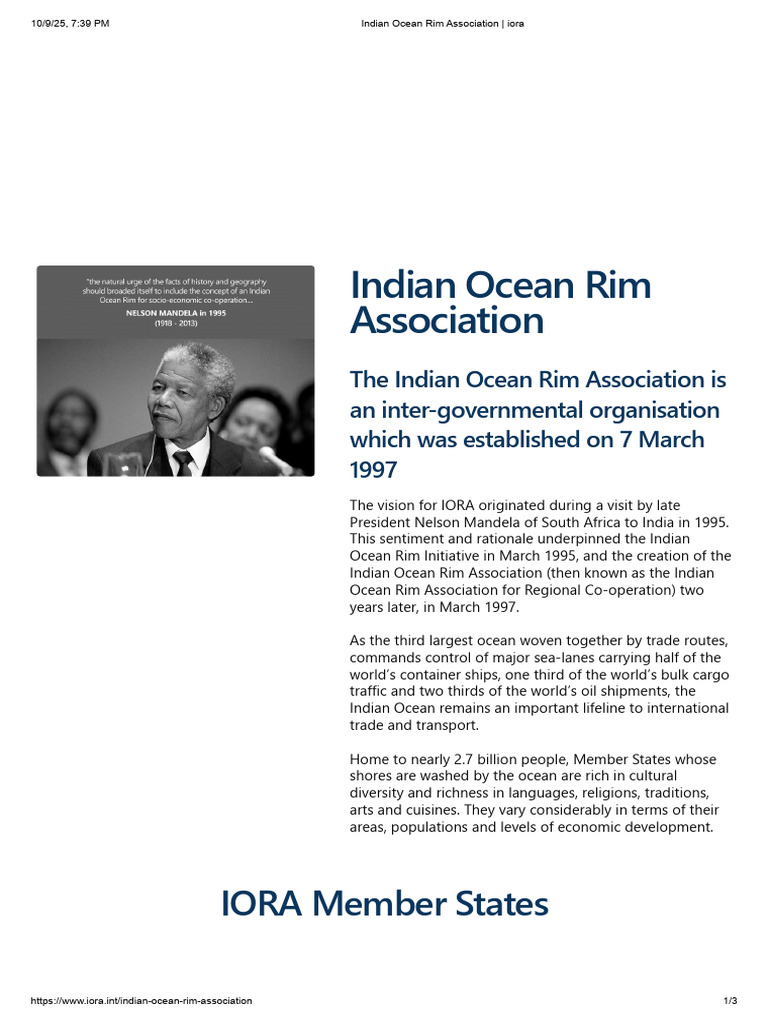 Indian Ocean Rim Association - Iora | PDF | Indian Ocean | Asia
