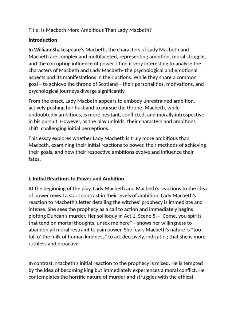 Ambition in Macbeth vs. Lady Macbeth | PDF | Macbeth