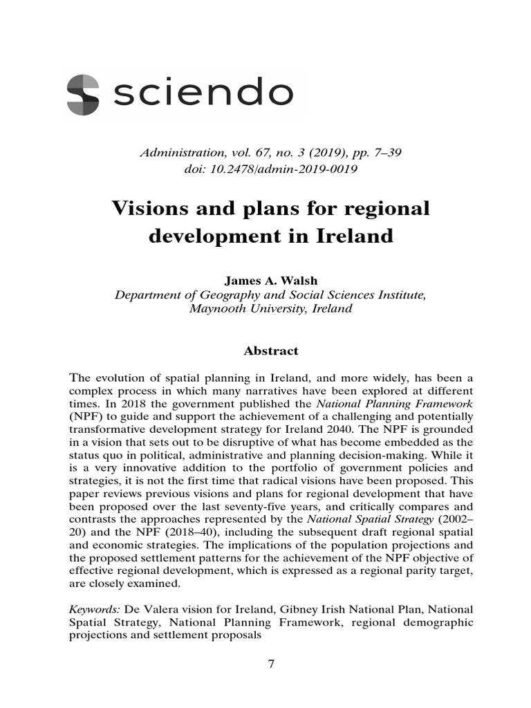 Visions and Plans For Regional Development in Irel | PDF ...