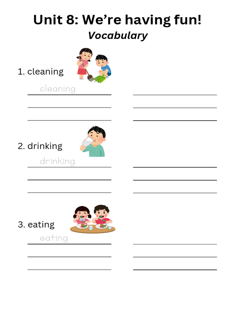 Vocab Unit 8 Grade 1 | PDF