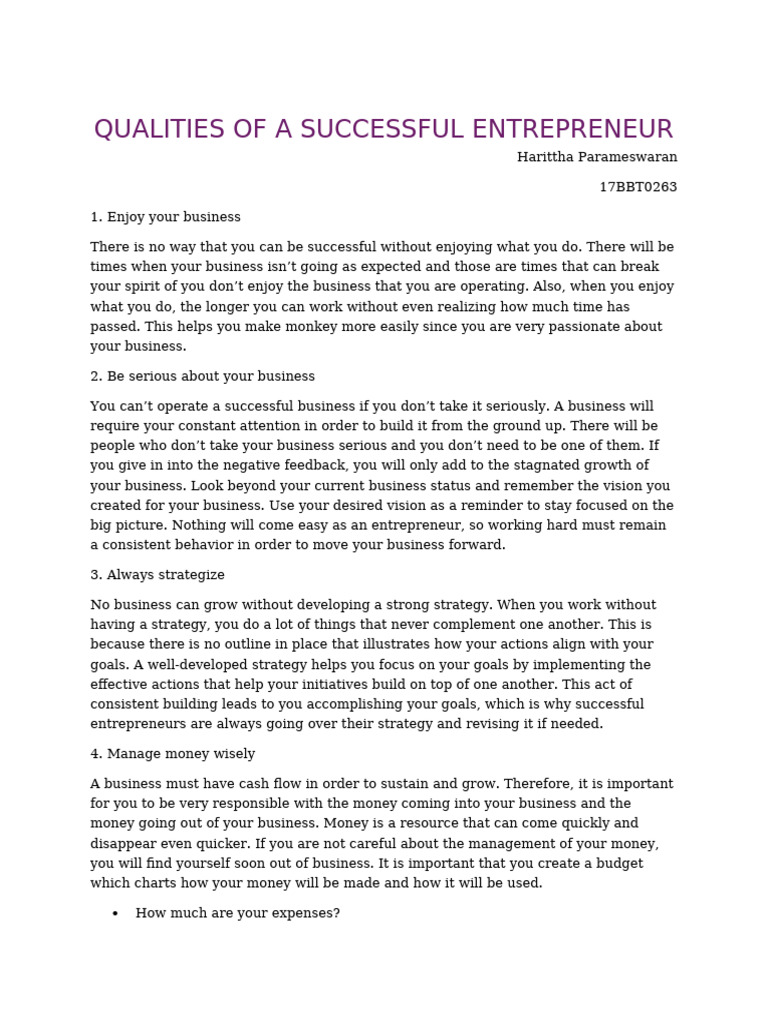 Key Traits of Successful Entrepreneurs | PDF | Entrepreneurship | Marketing