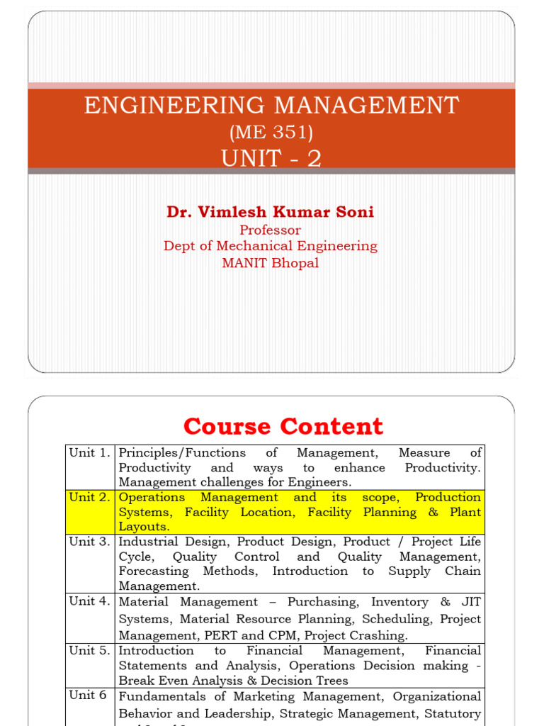 ME 351 UNIT - 2 (1) - Engineering-Management | PDF | Labour Economics | Operations Management