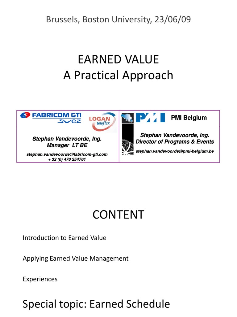 Earned Schedule - Compared EVM | PDF