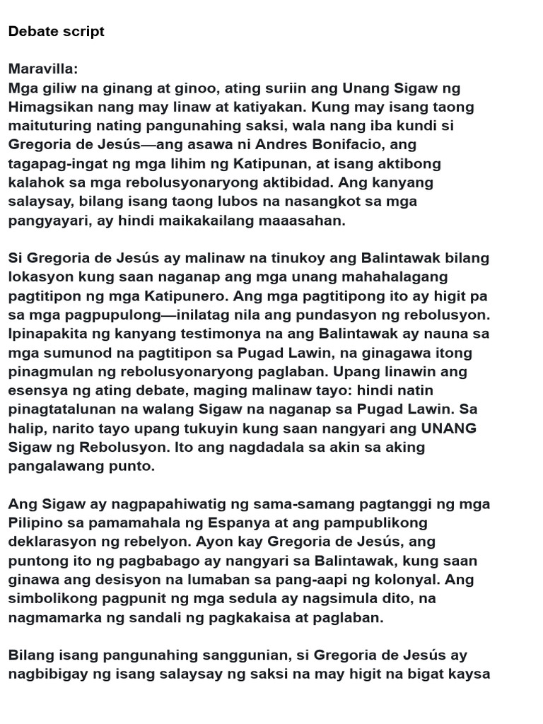 Debate Script | PDF
