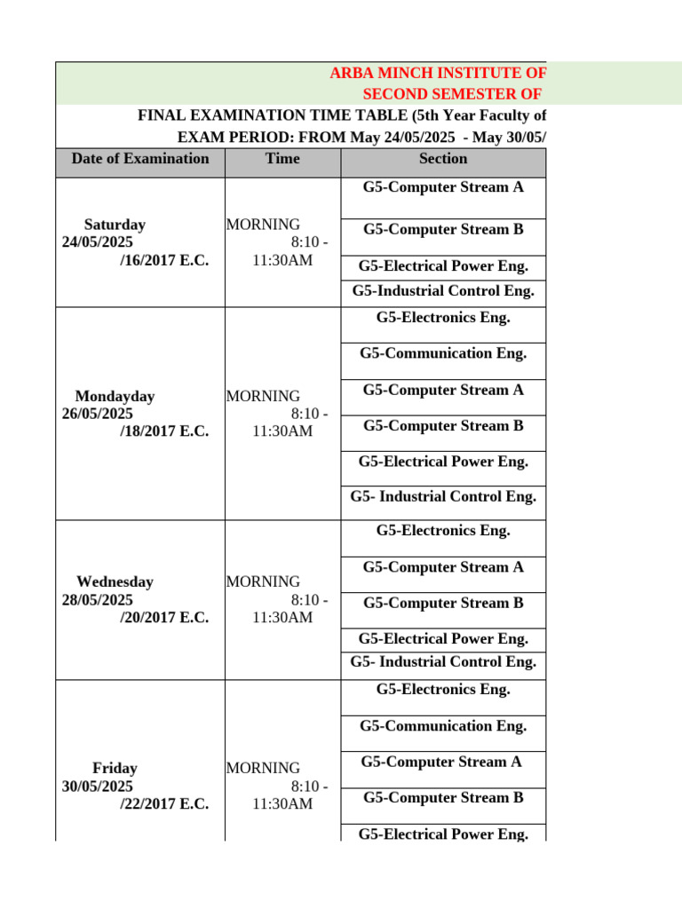 Invigilation Duty For G5 Students | PDF