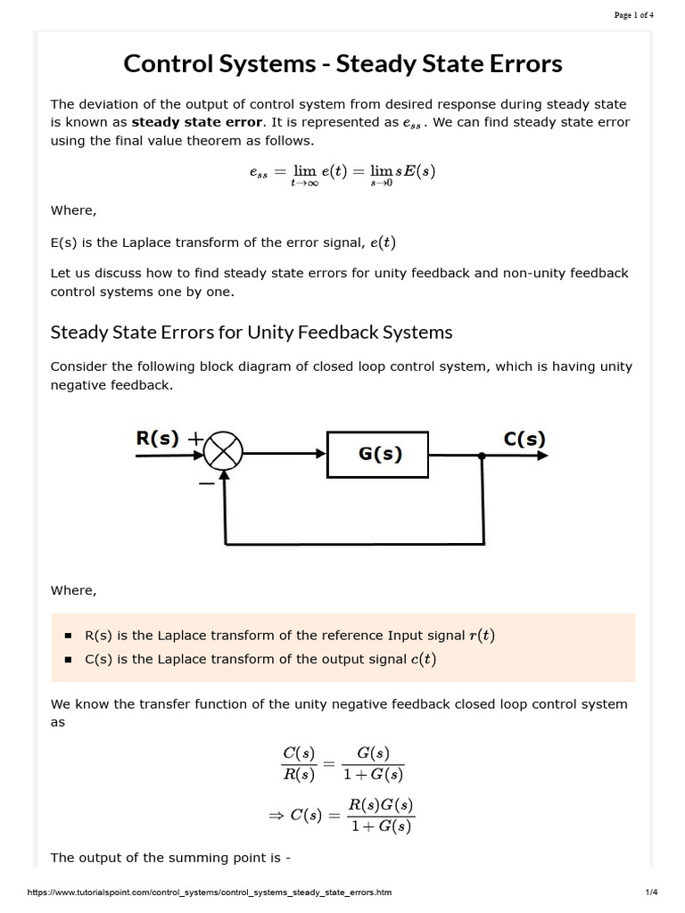 Control Systems - Steady State Errors | PDF | Feedback | Mechanics