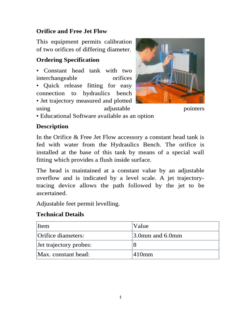 Orifice and Free Jet Flow | PDF
