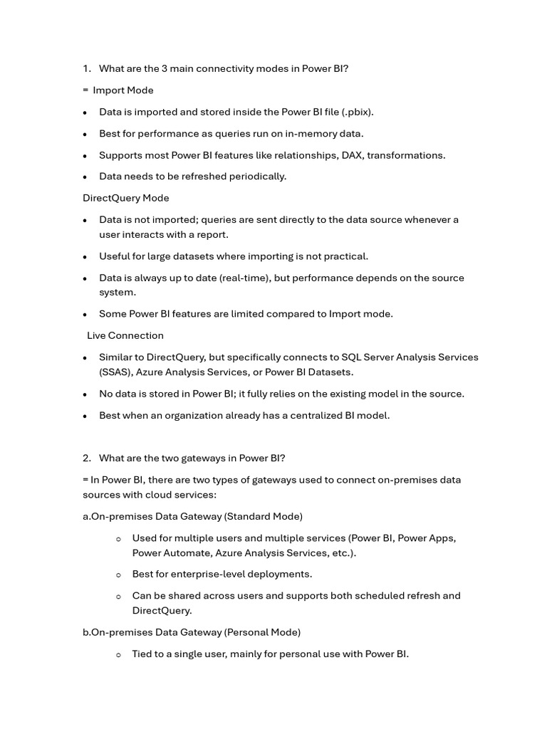Power BI Data Connectivity Modes Explained | PDF | Cloud Computing ...