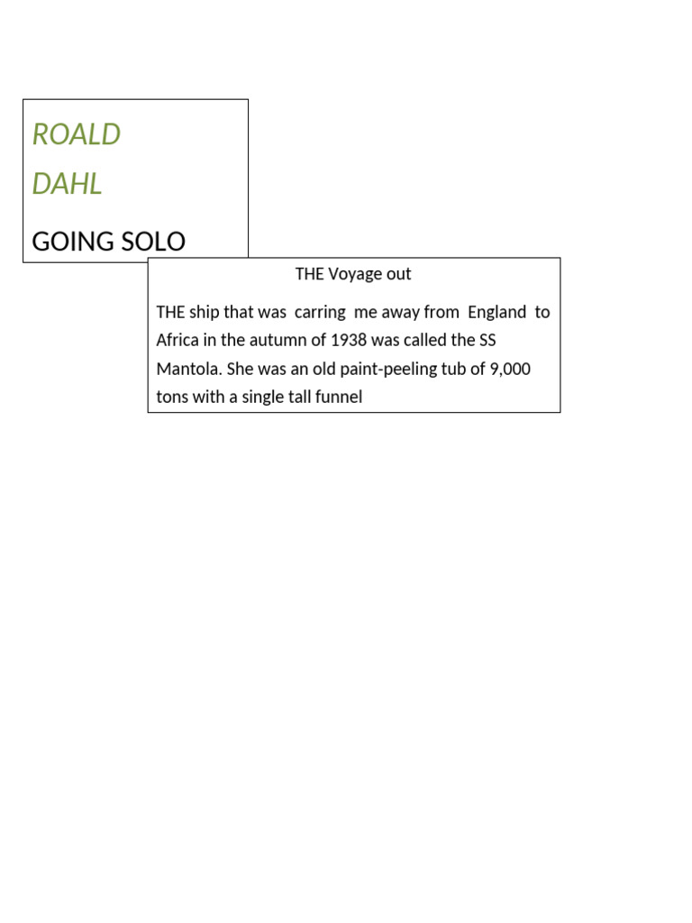 Roald Dahl: Going Solo | PDF