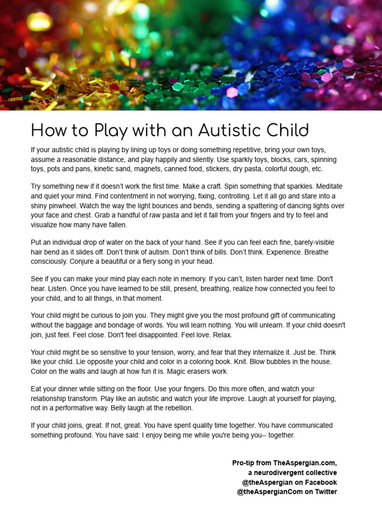 How To Play With An Autistic Child | PDF | Psychological Concepts
