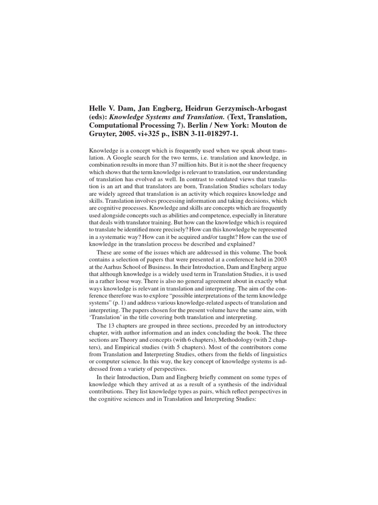 Knowledge Systems in Translation Studies | PDF | Knowledge | Semantics