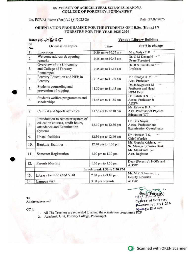 Program Schedule B.sc. For - 1 | PDF