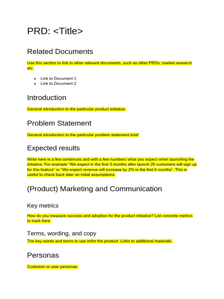 PRD: : Related Documents | PDF