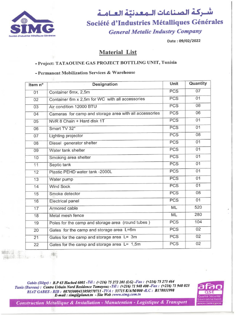Material List | PDF