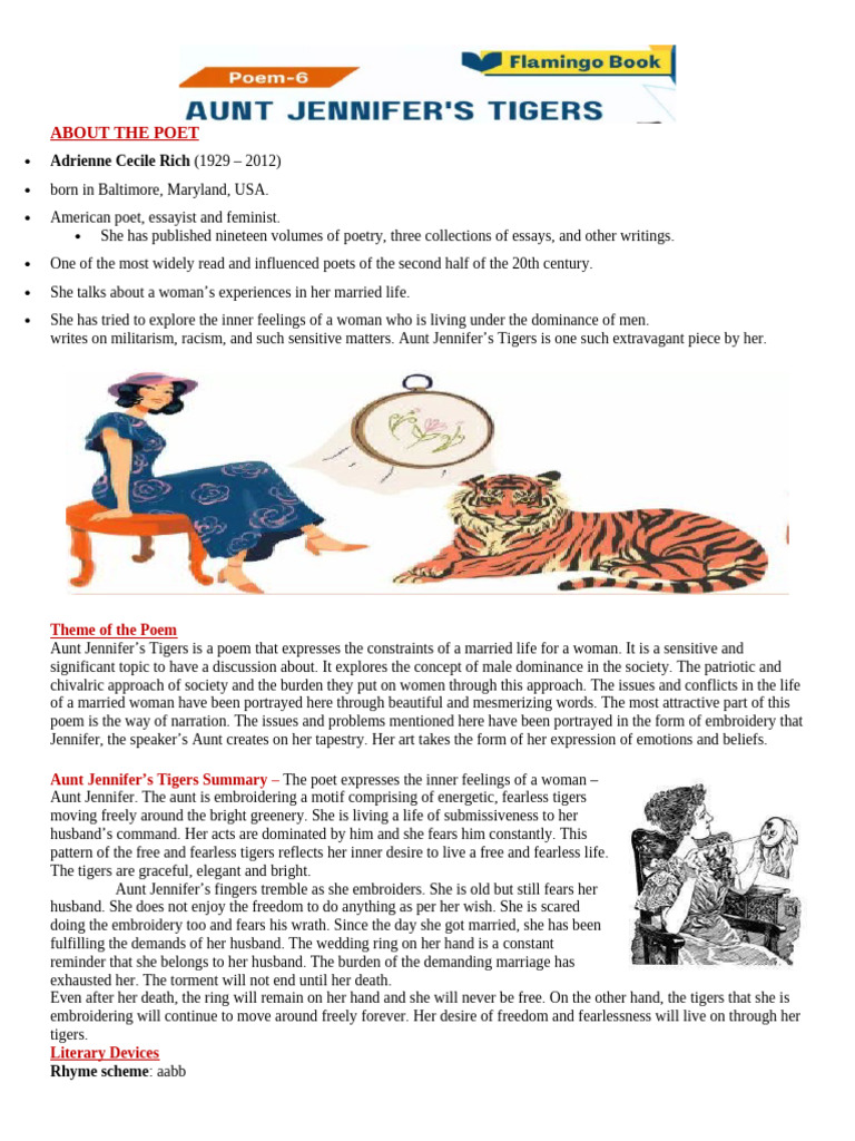 Poem 6 - Aunt Jennifer's Tiger | PDF | Poetry