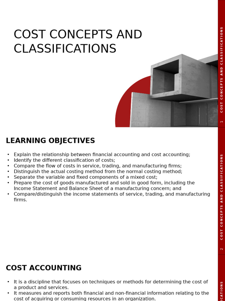 Cost Accounting: Cost Concept and Classification | PDF | Inventory ...