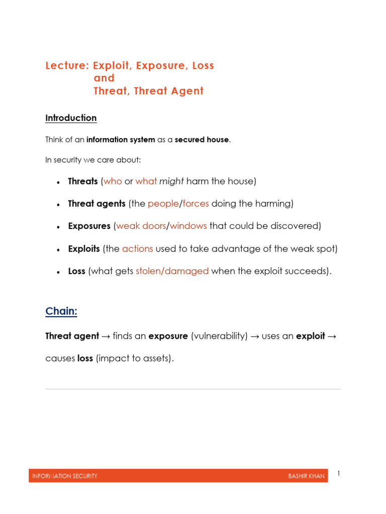 Threat and Threat Agents | PDF | Exploit (Computer Security ...