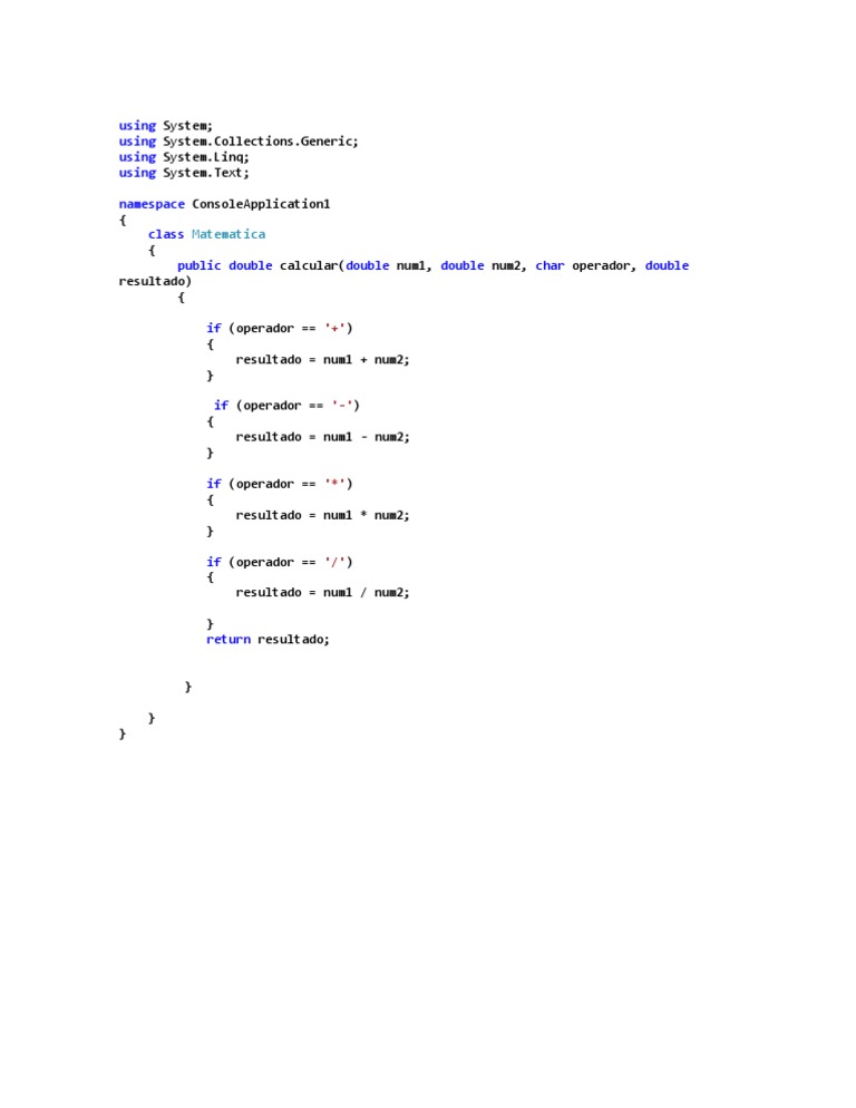 C# Basic Calculator Implementation | PDF | Computers