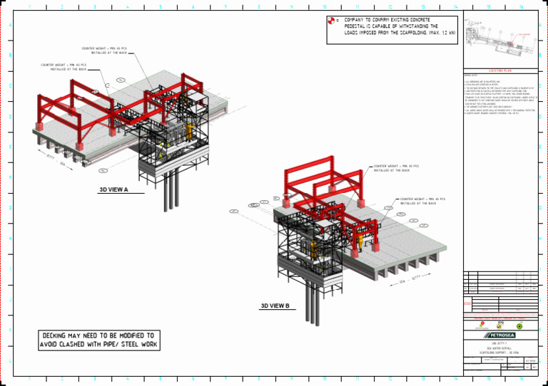Drawing of Scaffolding For Working Platform at Sea Water Outfall Jetty ...