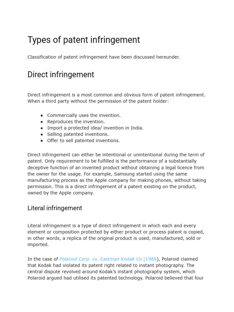 Infringement and Remedies | PDF | Patent | Patent Infringement