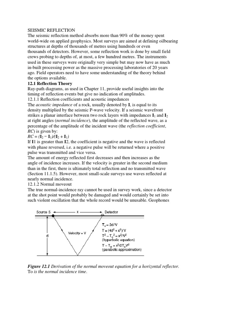 Seismic Reflection | PDF | Reflection (Physics) | Reflection Seismology