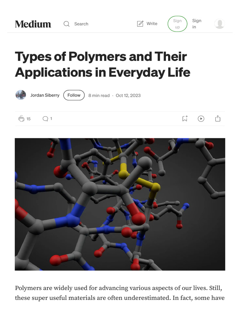 Polymers in Daily Life: Types & Uses | PDF | Polymers | Polyethylene