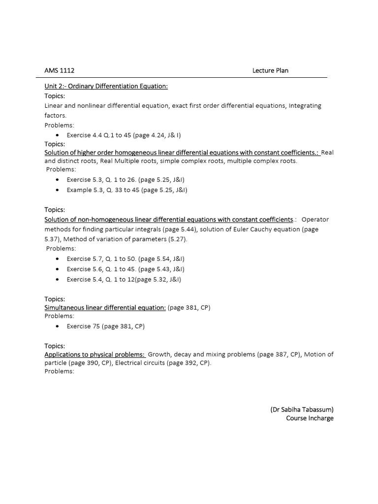 Unit 2 Lecture Plan | PDF