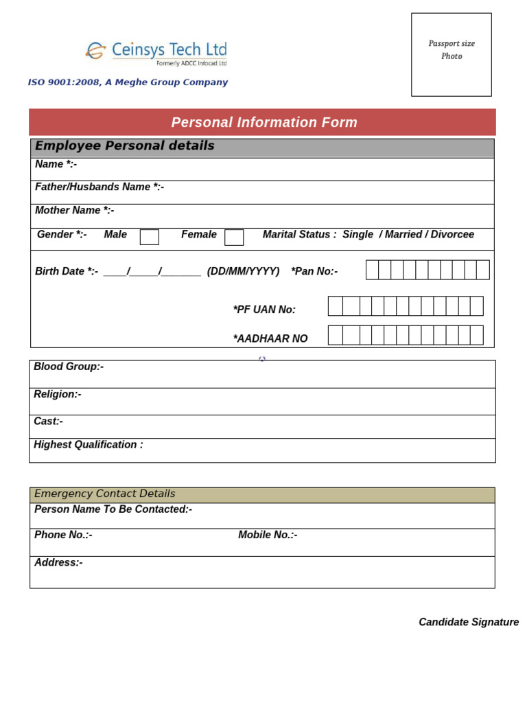 PI Form | PDF