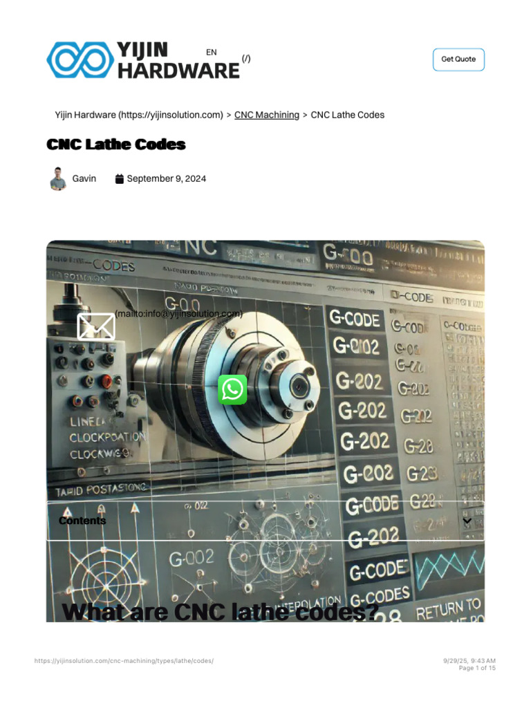CNC Lathe Codes Complete G Code and M Code List For CNC | PDF | Tools ...