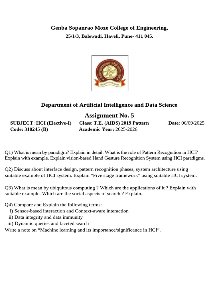 HCI Assignment 5 | PDF