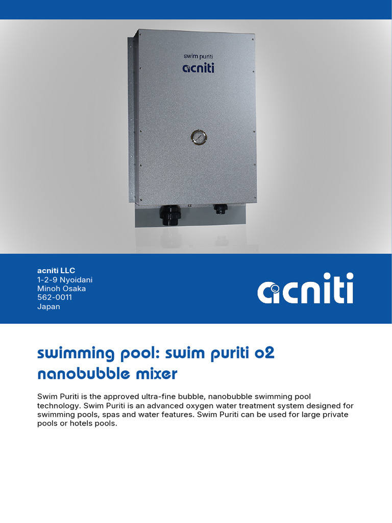 Acniti Swimming Pool Swim Puriti O2 Nano Bubble Mixer en 1 | PDF | Water | Pump
