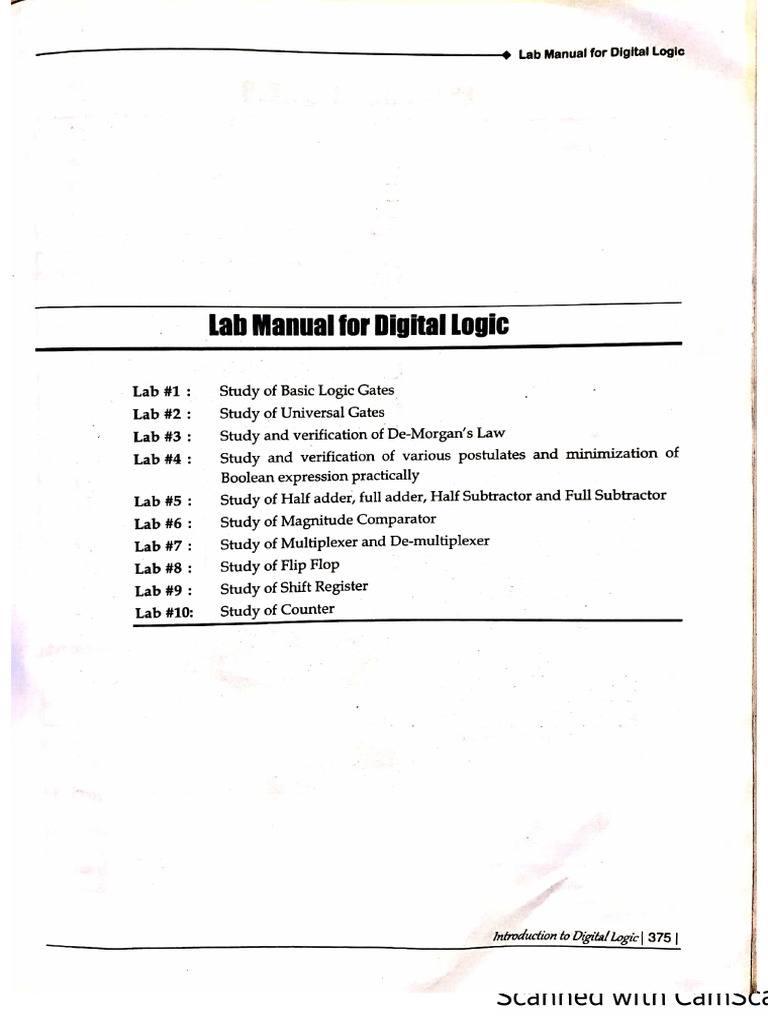 Lab Manual Digital Logic | PDF