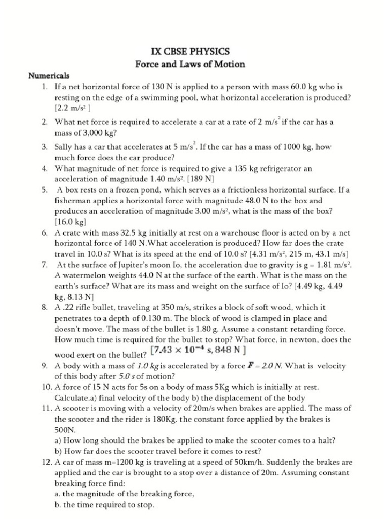 Numericals Class 9th | PDF
