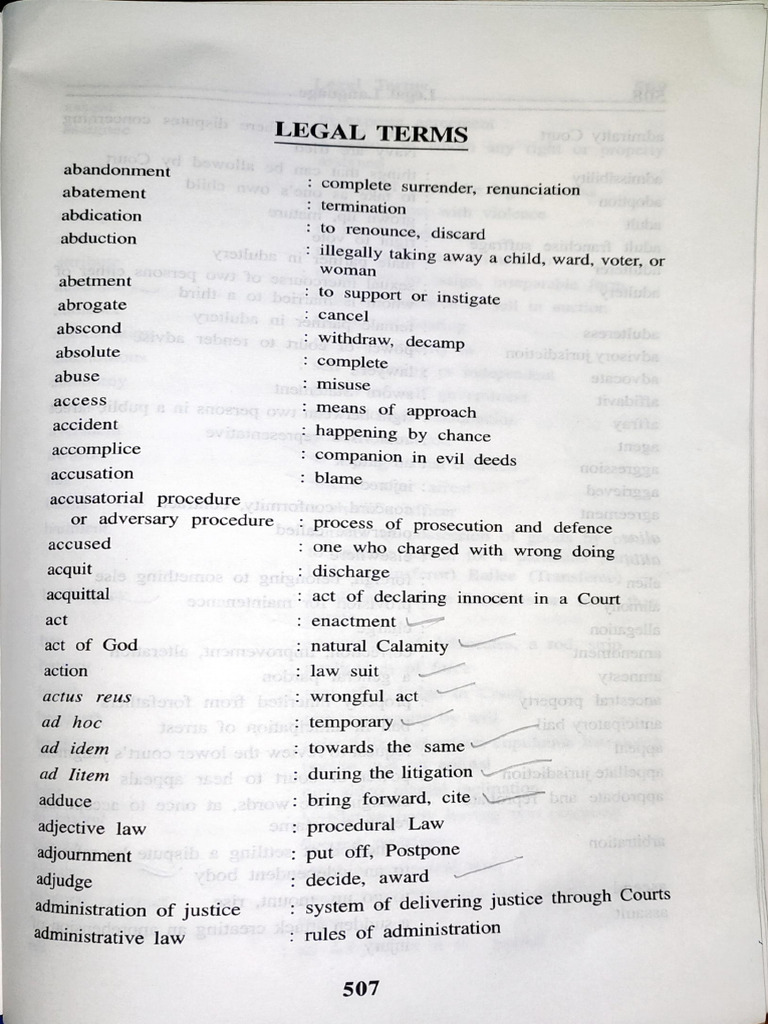 Legal Terms From Legal Language Book by Dr. Madabhushi Sridhar | PDF