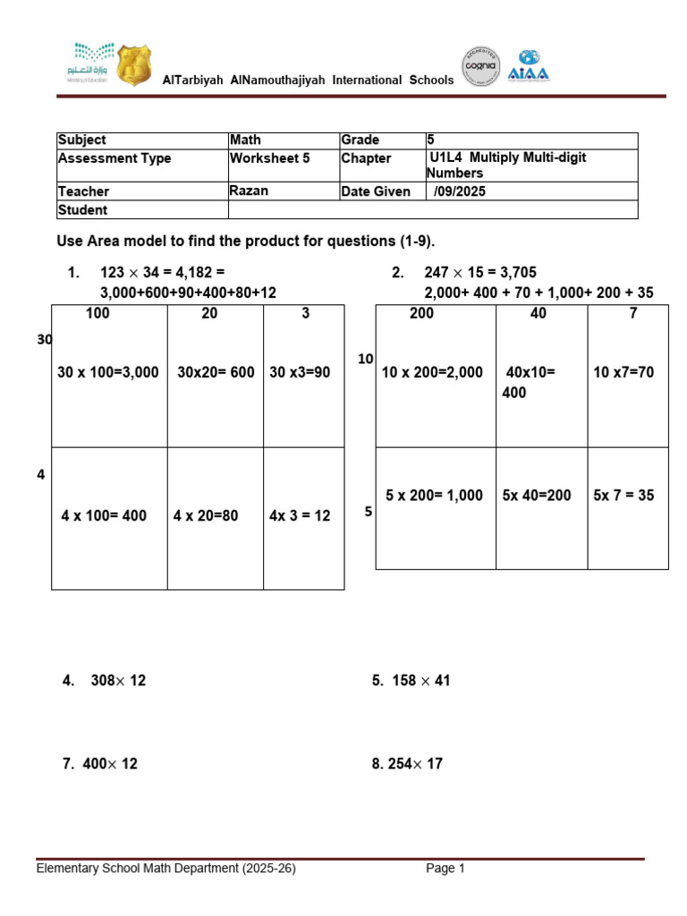 Worksheet5 G5 AK | PDF