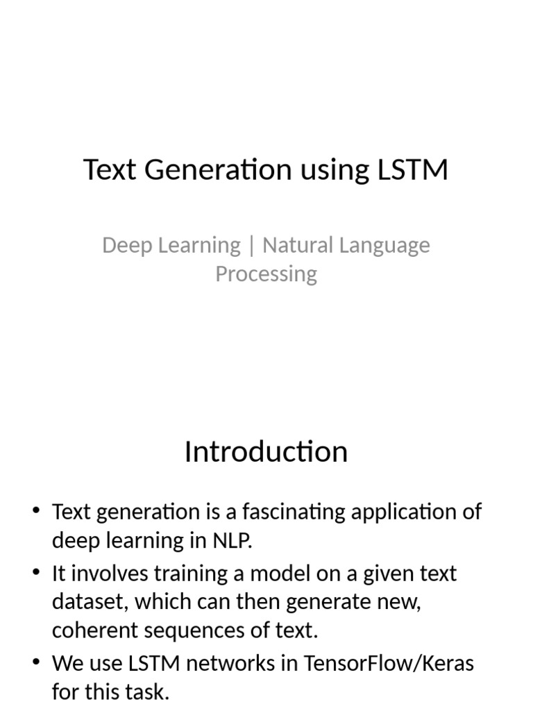 Text Generation LSTM | PDF | Deep Learning | Applied Mathematics