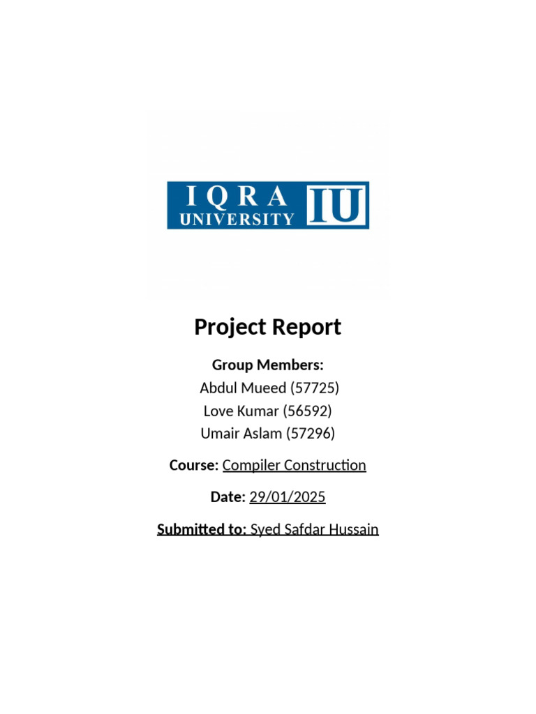 Compiler Project Report | PDF | Software Development | Computer Programming