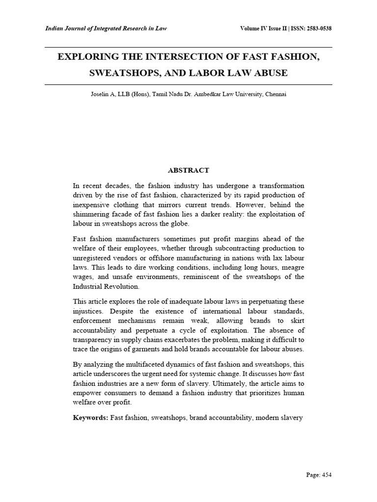 Fast Fashion and Sweatshop Exploitation | PDF | Sweatshop | Labour Law