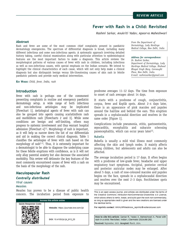 Fever and Rash in Pediatric Patients | PDF | Microbiology | Medical ...
