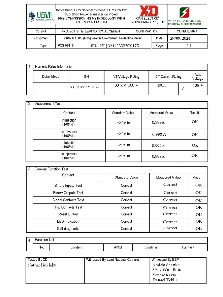 17 33KV & 10KV Feeder Overcurrent Protection Relay H05 BAY | PDF ...